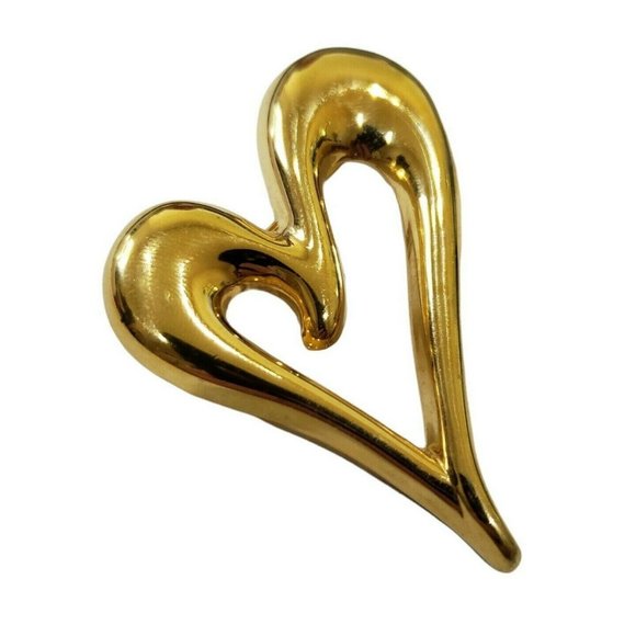 Monet | Jewelry | Vintage Monet Open Heart Brooch Pin Polished Gold ...
